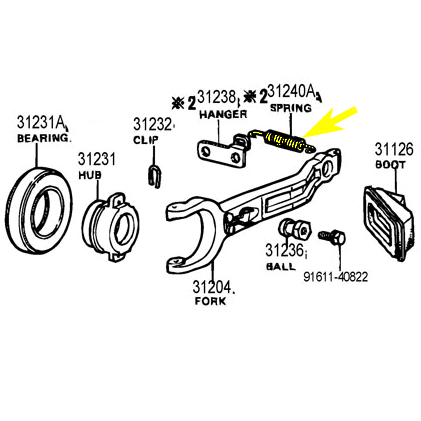 Clutch Arm Return Spring Toyota Land Cruiser 4 Speed 75-86 FJ40 FJ55 F ...