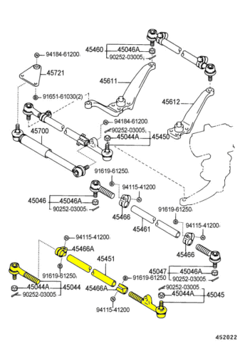 Relay Rod with Ends for Toyota Land Cruiser FJ80 FzJ80 Lexus LX450 ...